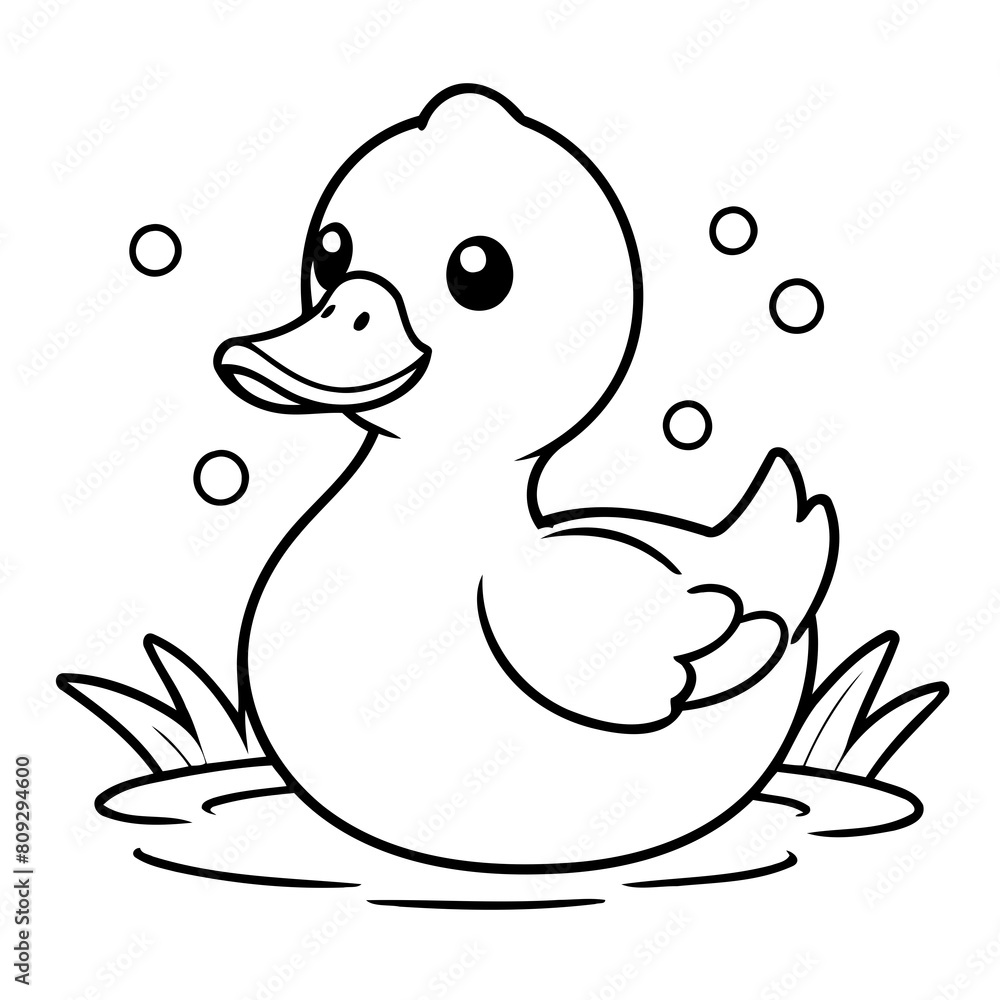 Cute vector illustration Duck doodle for kids coloring worksheet Stock ...