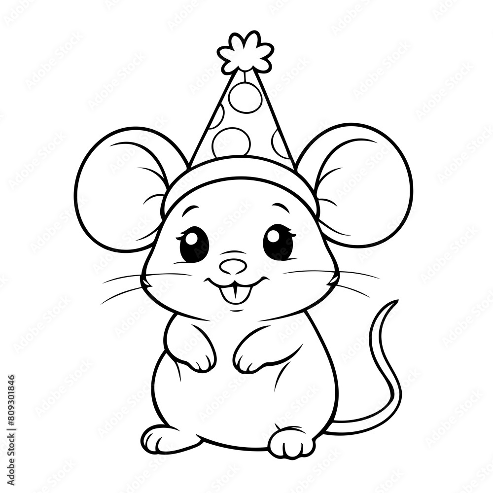 Cute vector illustration mouse drawing for kids colouring activity ...