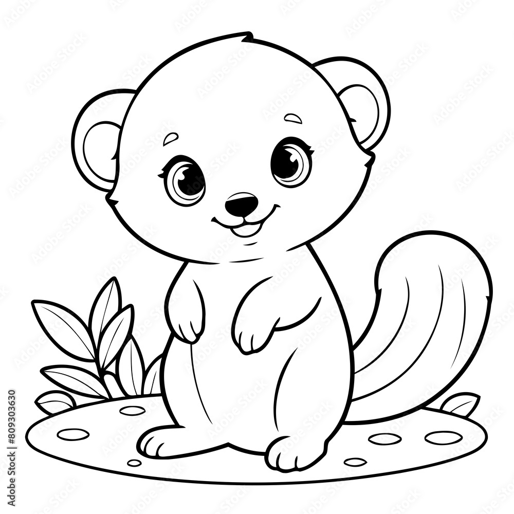 Simple vector illustration of Mongoose for toddlers colouring page ...