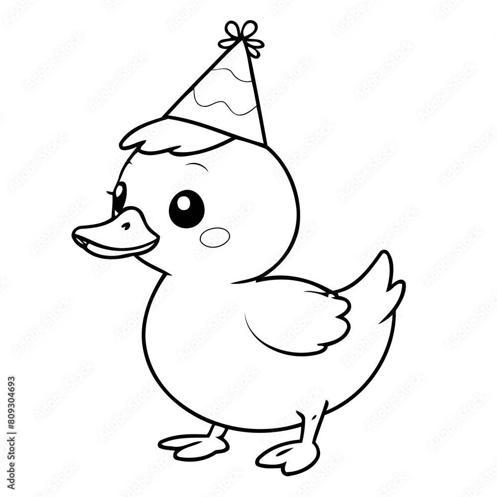 Vector illustration of a cute duck doodle for kids coloring worksheet ...