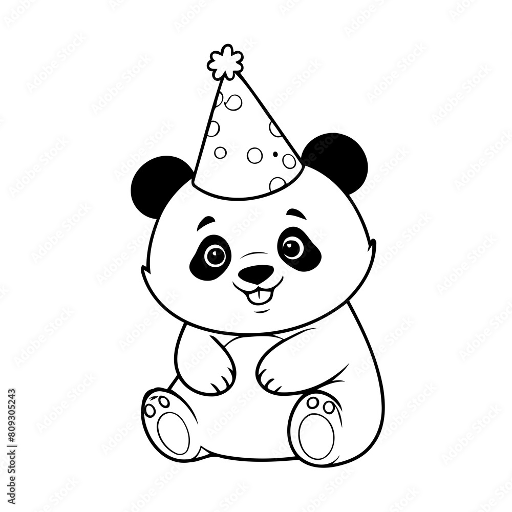 Simple vector illustration of panda drawing for toddlers colouring page ...