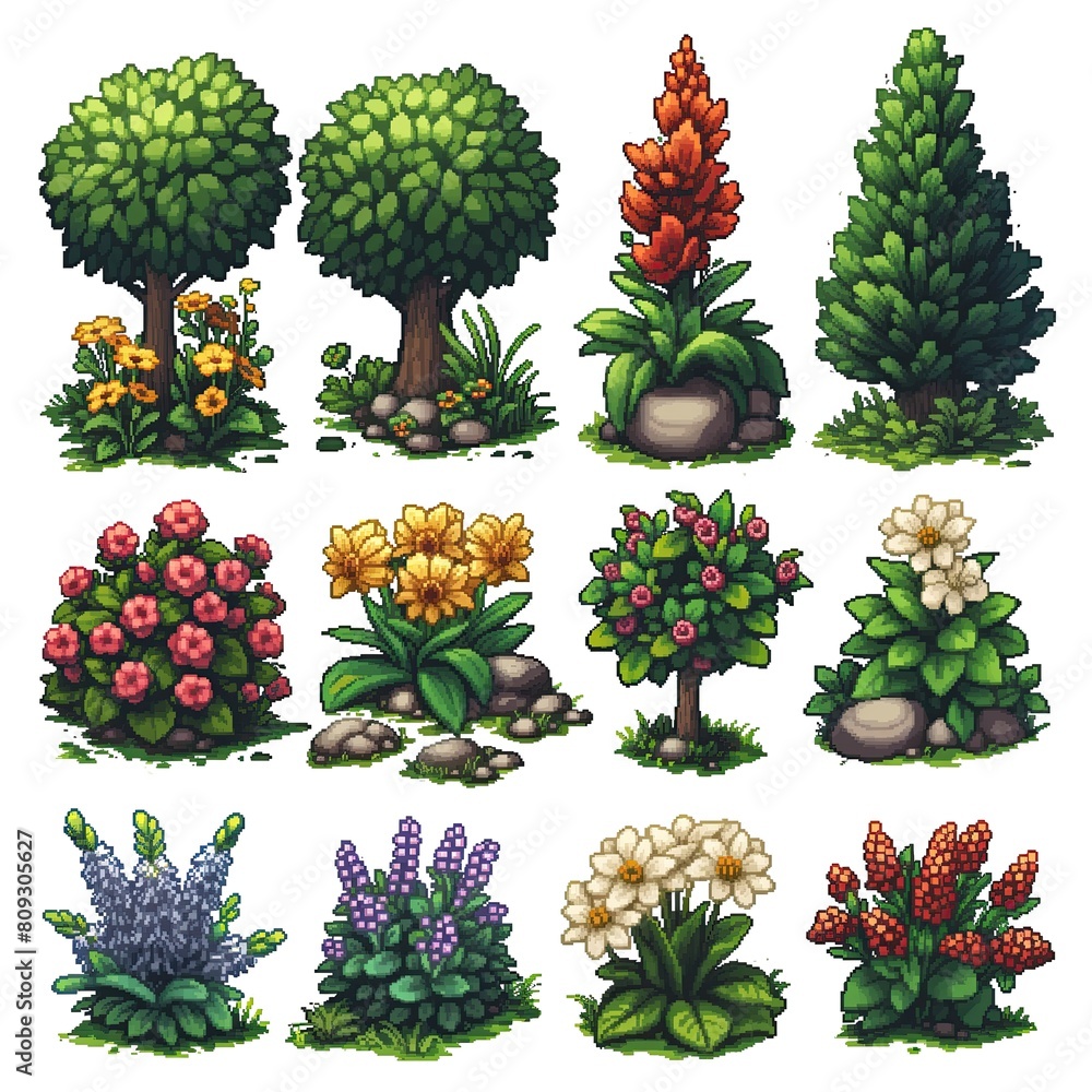 Garden Plants Outdoor Design Flowers Trees Natural Landscape Decor ...