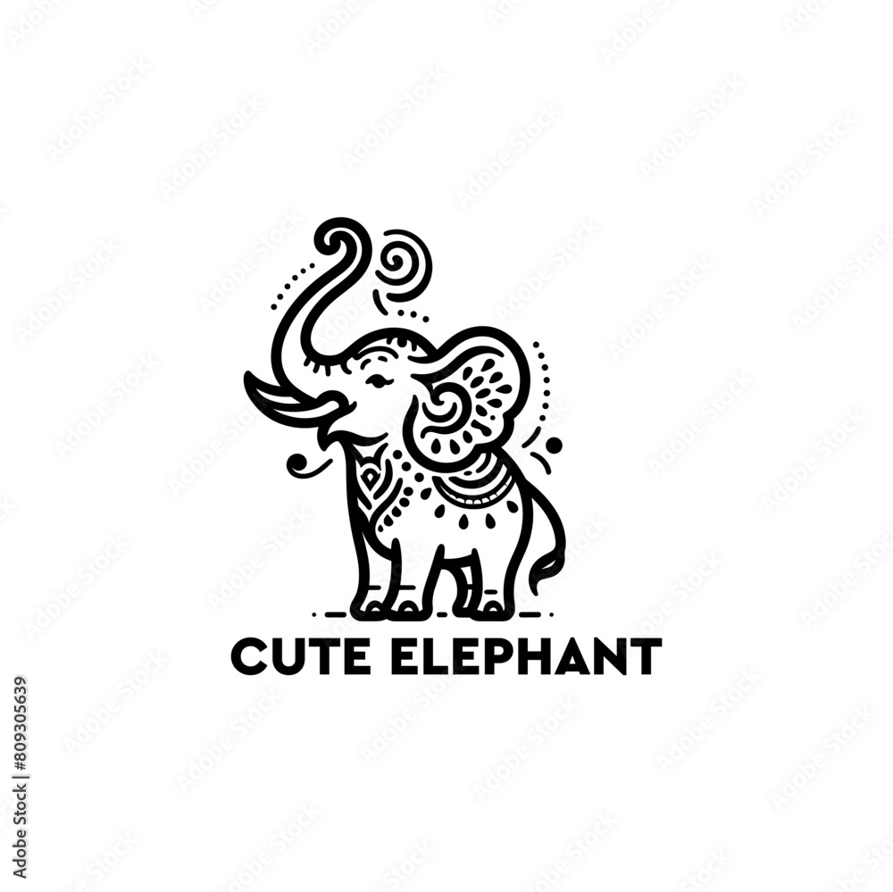 elephant outline illustration, black elephant art, elephant outline ...