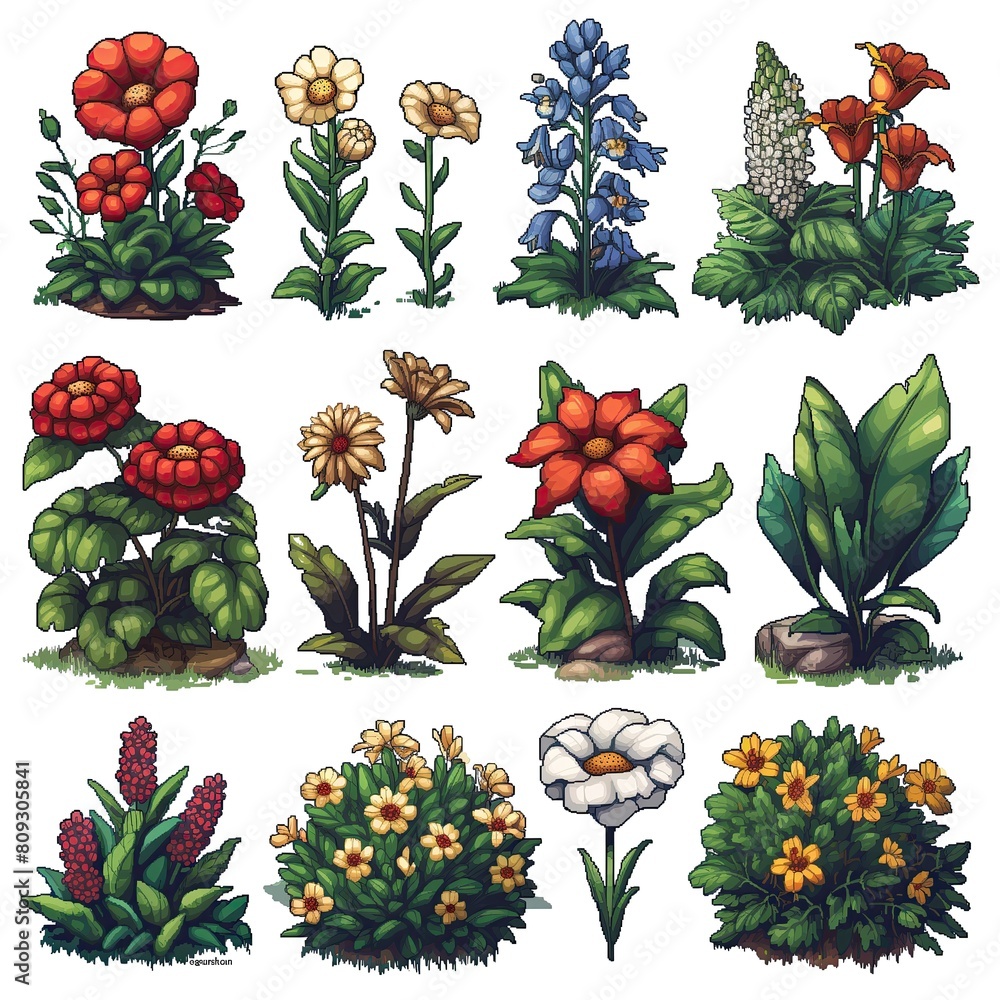 ภาพประกอบสต็อก Garden Plants Outdoor Design Flowers Trees Natural ...