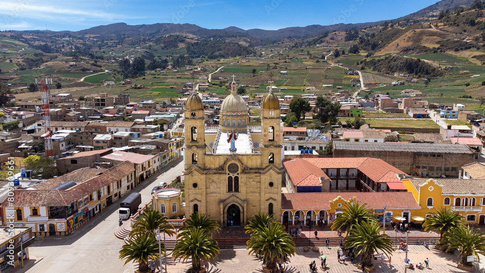 Aquitania, Boyaca - Colombia. April 14, 2024. Aerial view with drone of ...