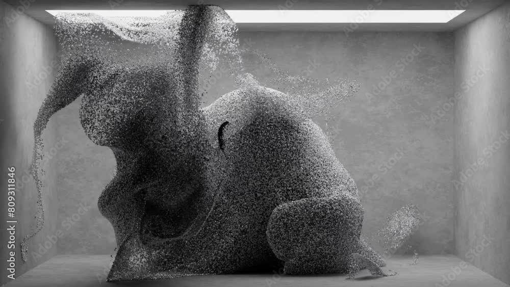 3d render abstract art video animation with surreal room interior with ...