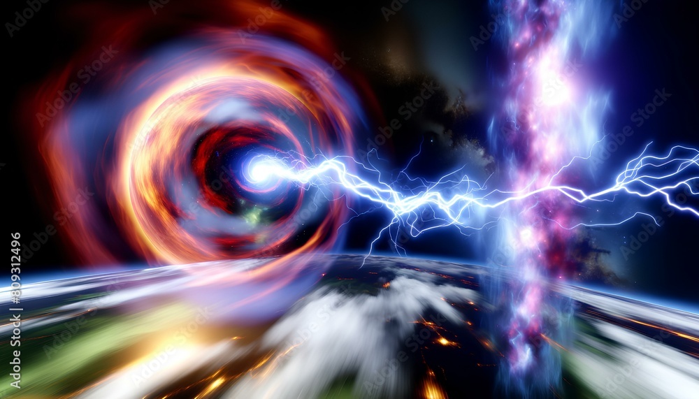 the images of a fantasy universe featuring a planet with a giant storm ...