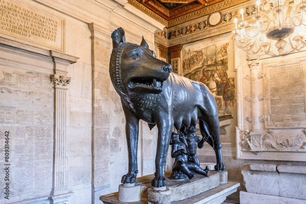 Capitoline wolf. Mother-wolf Mother-wolf from legend of Rome foundation ...