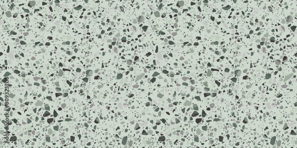 Green granite terrazzo flooring vector seamless texture. Realistic ...