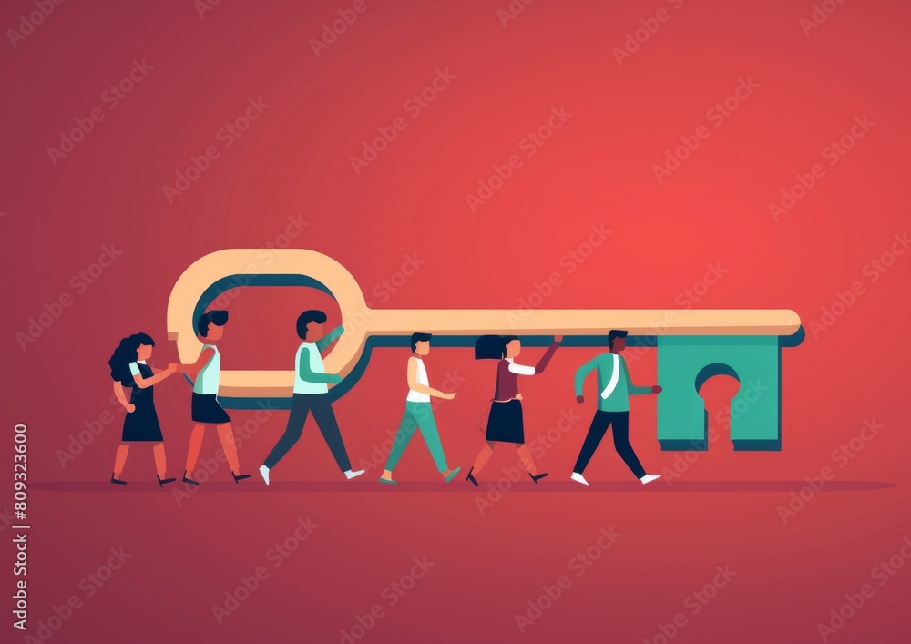 collective problem solving, teamwork. illustration of a person carrying ...