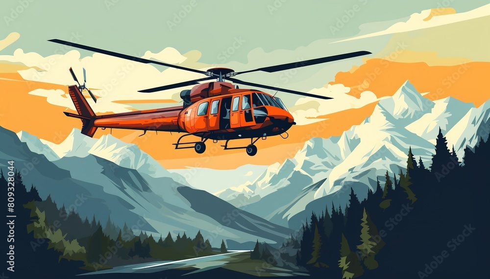 An accident victim transportation. Ski resort rescuer team. Finding ...