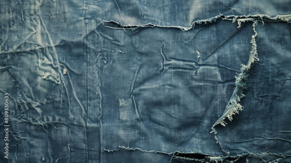 Closeup of denim texture with worn and torn areas, jeans, detailed ...