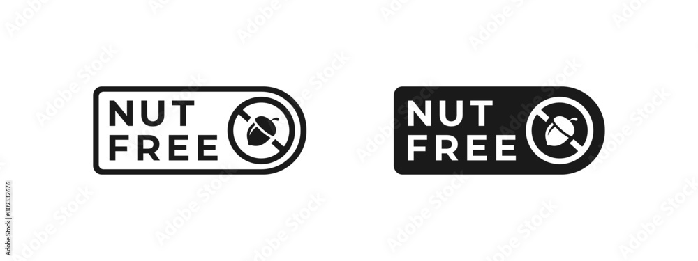 Nut free label or Nut free mark vector isolated. Best Nut free label ...