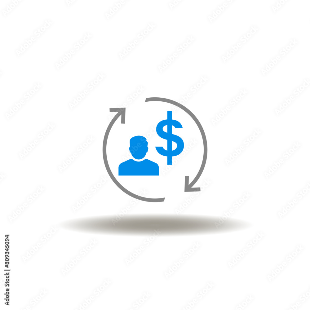 Vector illustration of round arrows processing with man and dollar ...