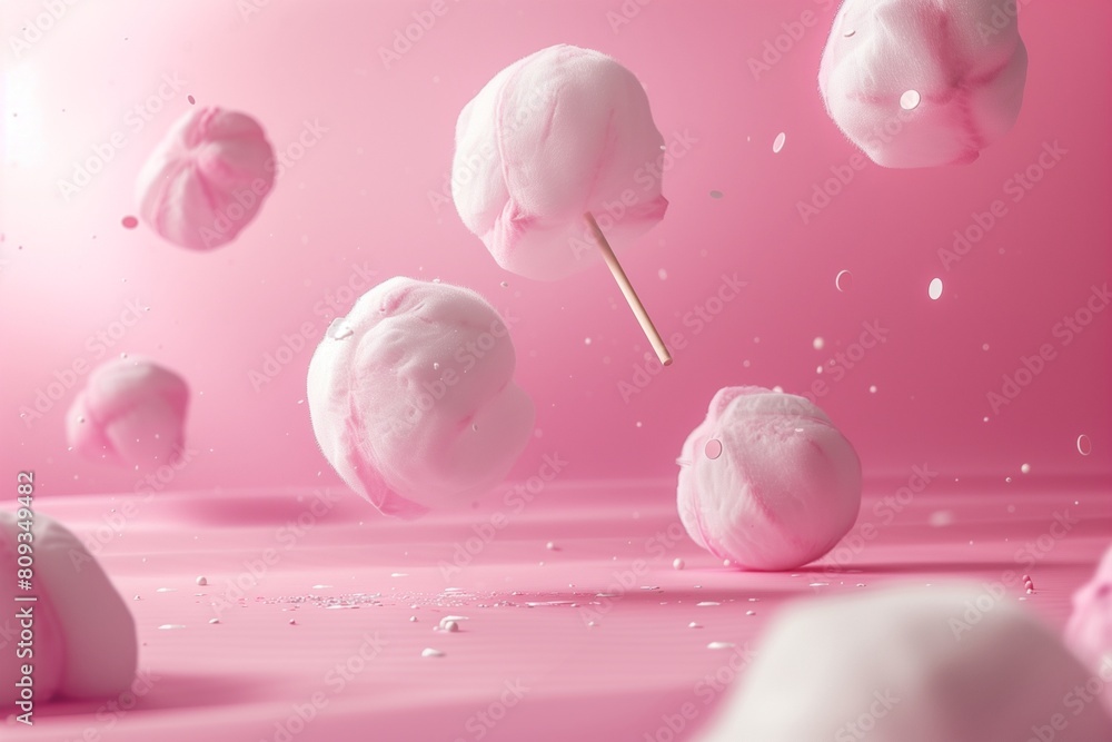 Falling and bouncing cotton candy balls animation. Three different ...