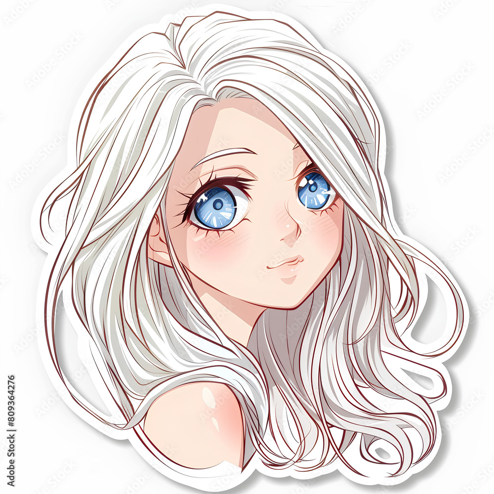 Kawaii Anime Portrait, anime girl character, anime girl sticker ...