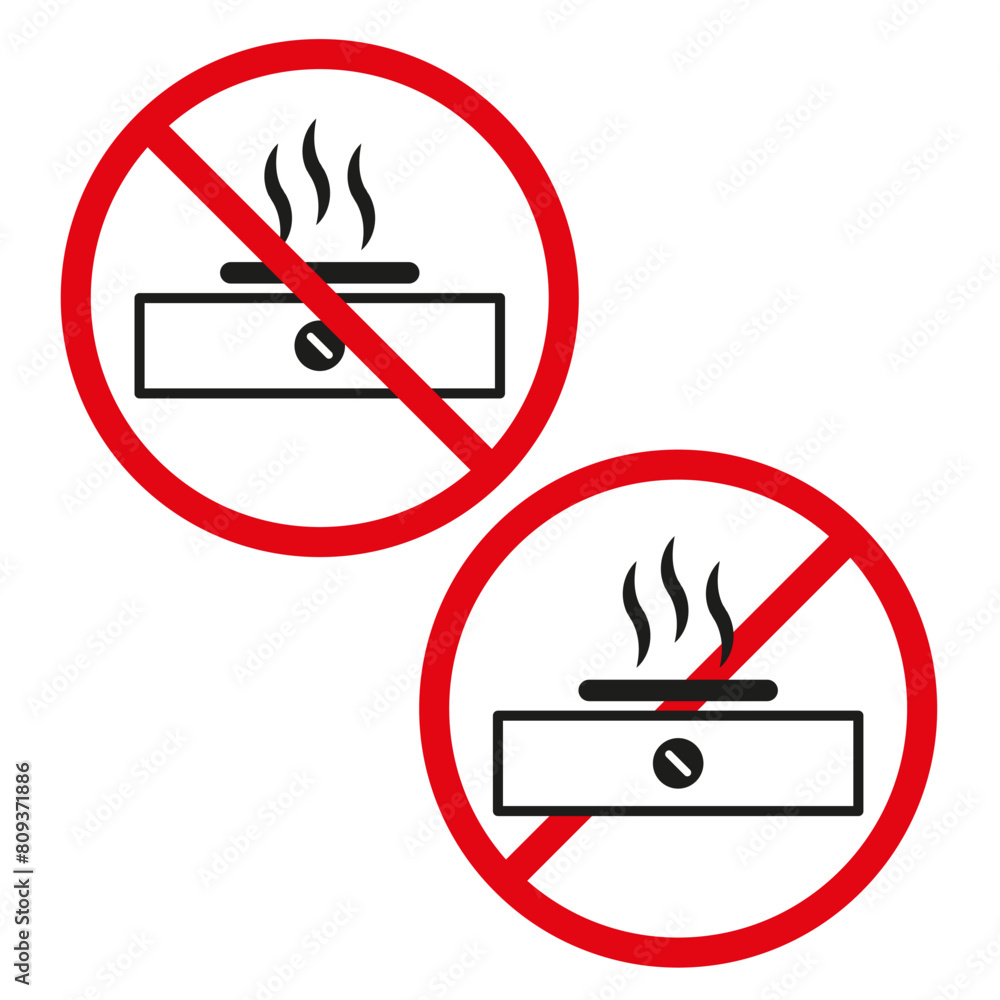 Minimalist no electric stove use signs vector. Prohibited electric ...