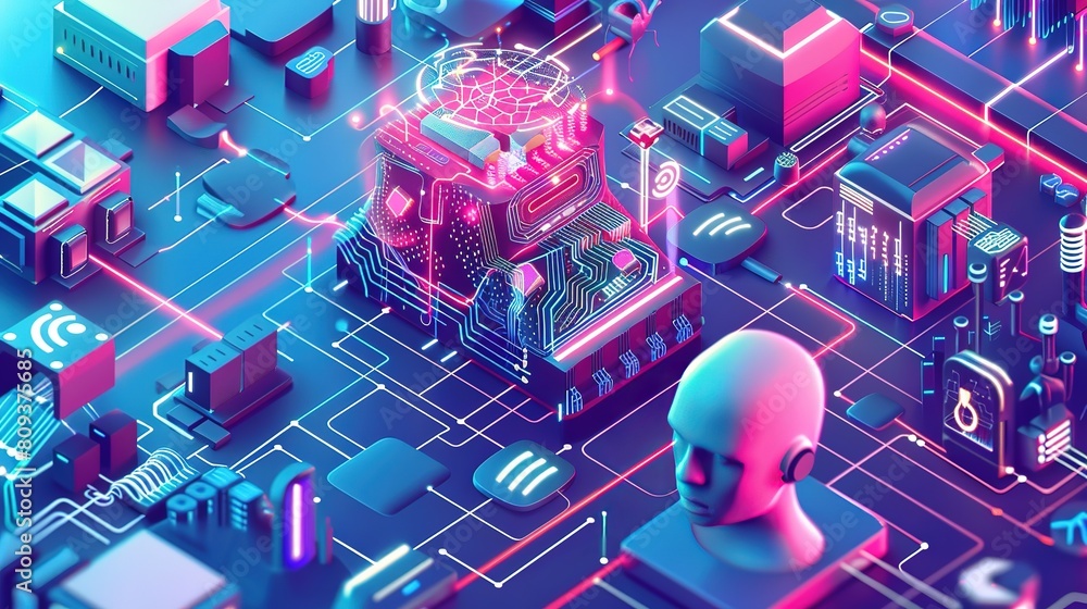 Magnificent Digital smart city concept, big data transmission and processing, data center ...