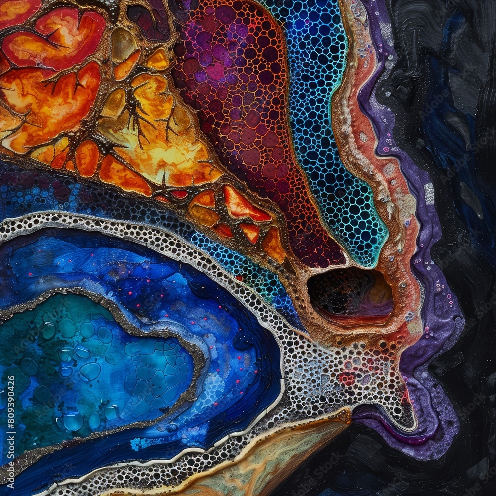 Anatomical cross-section of a human liver depicting the progression of ...