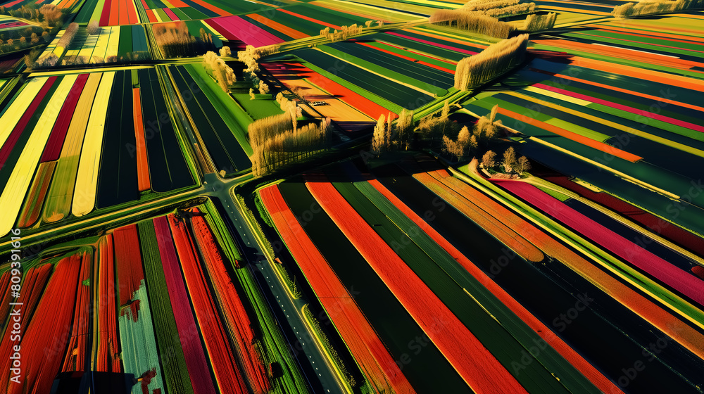 aerial view of tulip festival, landscape with tulip field. 4K Wallpaper ...