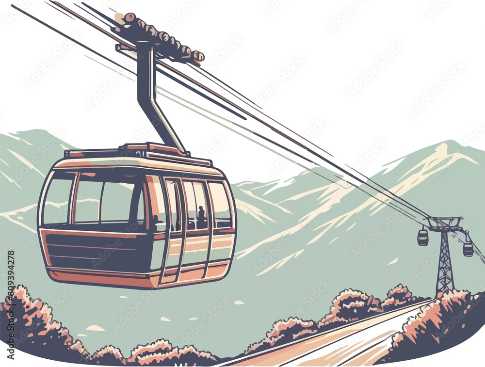 Cable car illustration created by artificial intelligence. Stock ...