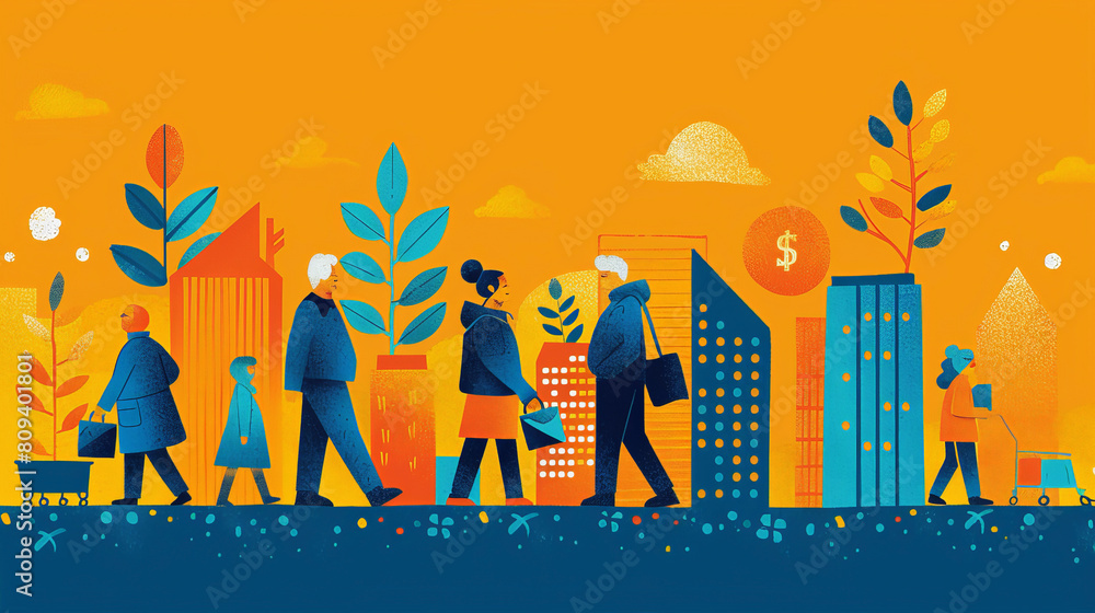 Silver Economy : Illustration of diverse people in business attire ...