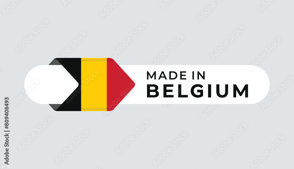 Vetor de Made in Belgium vector label with arrow flag icon and round ...