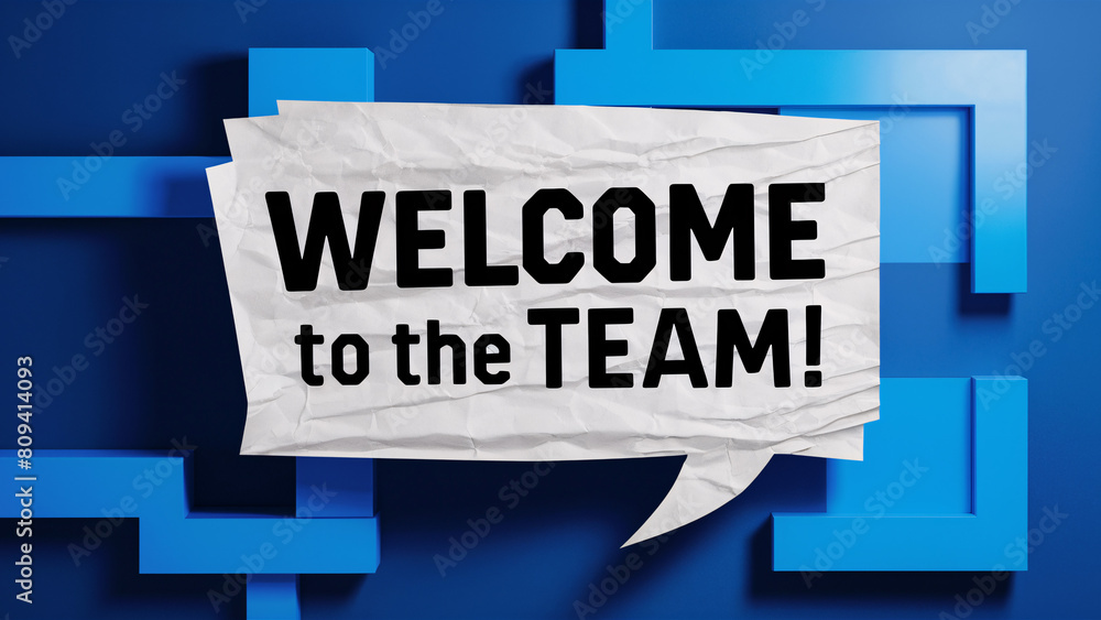 Dynamic Blue "Welcome to the Team!" Message on Crumpled Paper with ...