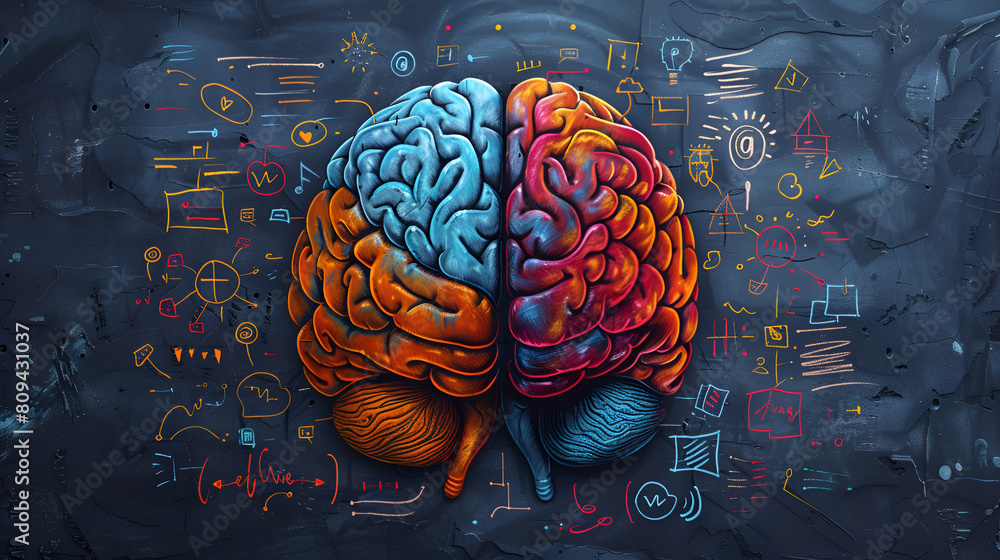 Left Right Human Brain Concept, Creative Part and Logic Part, Cerebral ...