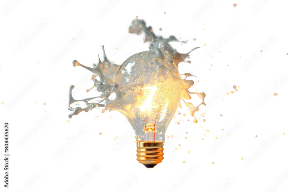A scientific photo of an incandescent bulb exploding, with labels and ...