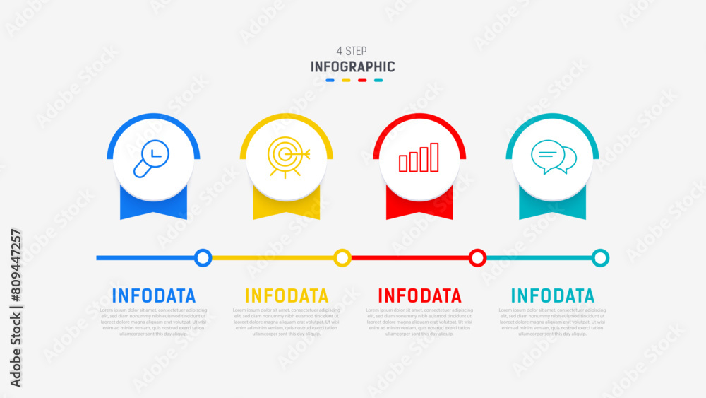 Four Step Infographic element design Vector template for presentation ...