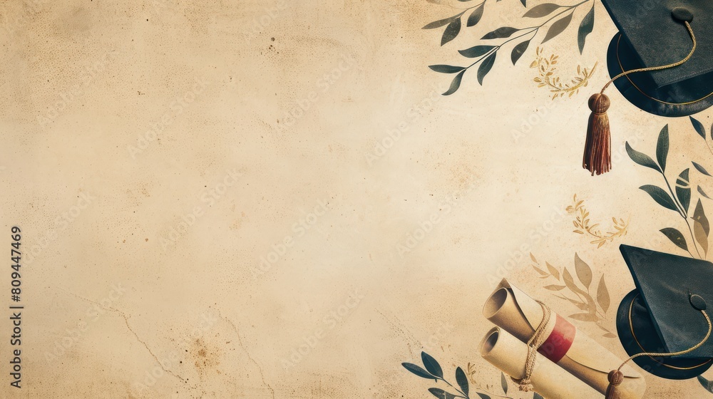 An elegant graduation border design featuring diploma scrolls ...