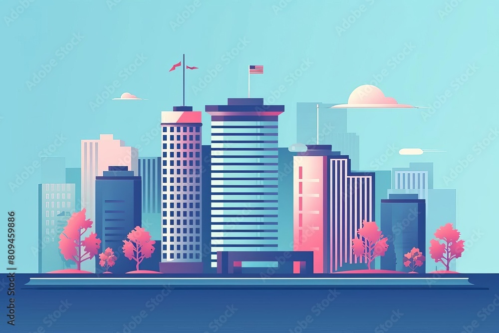 corporate finance flat design side view banking sector theme animation ...