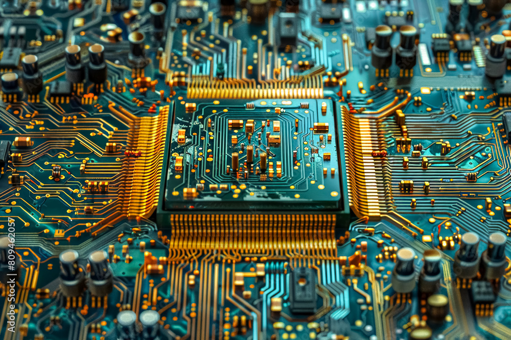 Microscopic view of computer chip surface electron microscope Stock ...