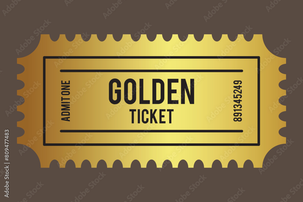 Realistic golden show ticket. Realistic Golden ticket. Admit one. Old ...