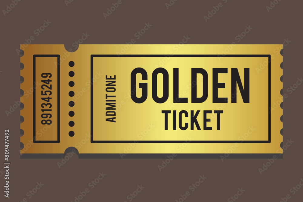 Realistic golden show ticket. Realistic Golden ticket. Admit one. Old ...