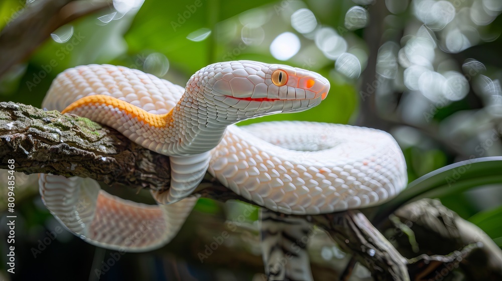 The Albino Javan Spitting Cobra, a species native to Java and the ...