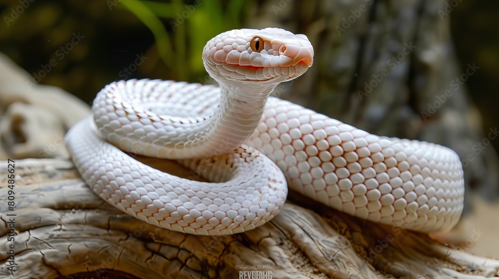 The Albino Javan Spitting Cobra, a species native to Java and the ...