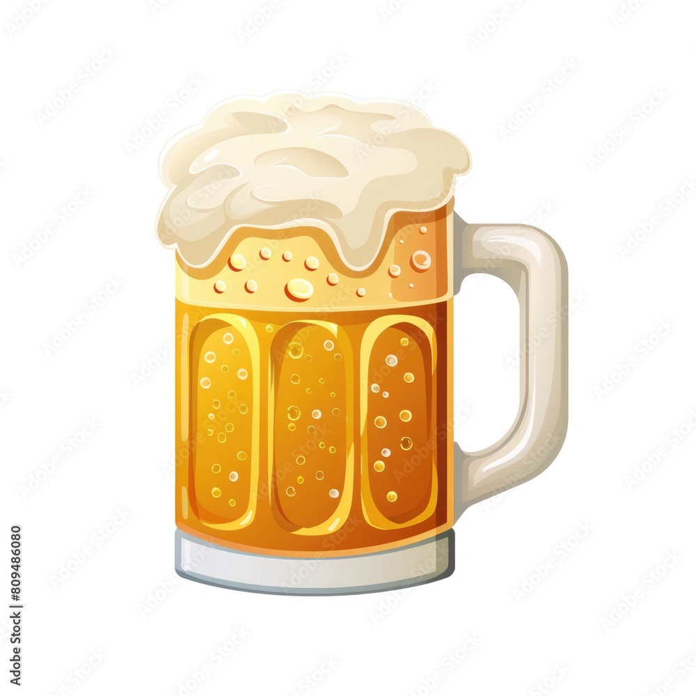 Clinking Beer Mugs Emoji with Cold Foam. Isolated Yellow Beer Mug Emoji ...