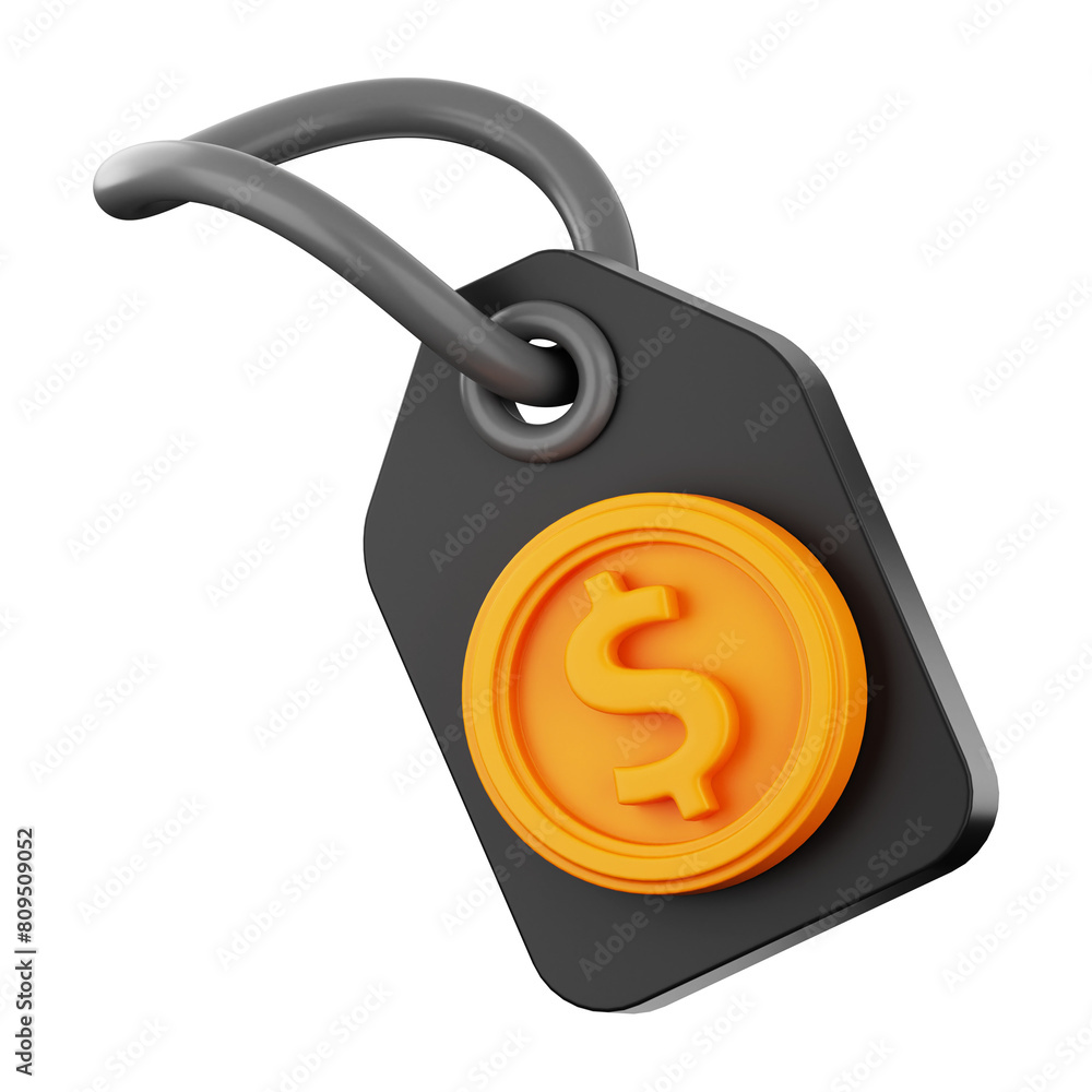 premium gold dollar coin price tag icon 3d rendering on transparent ...