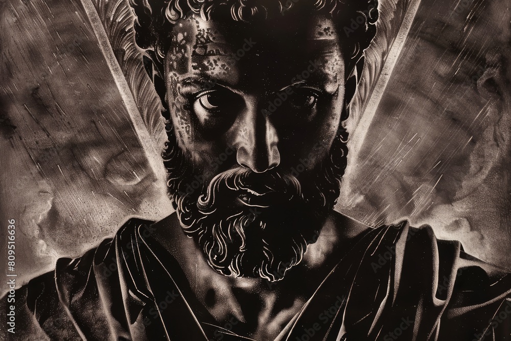 Abstract classic stoic ancient greek, roman sculpture. Portraying a ...