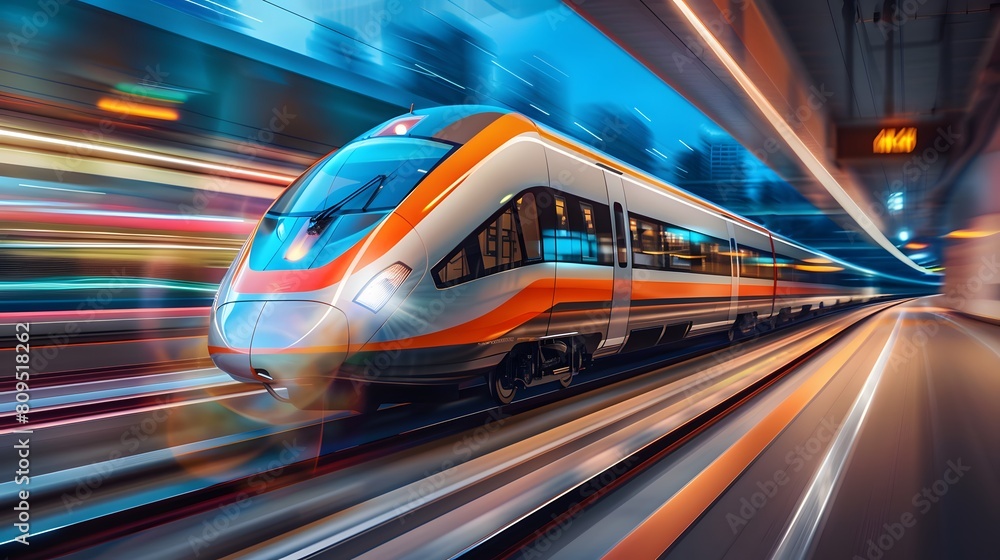 Highspeed train in motion at the station, blurred background, fast ...