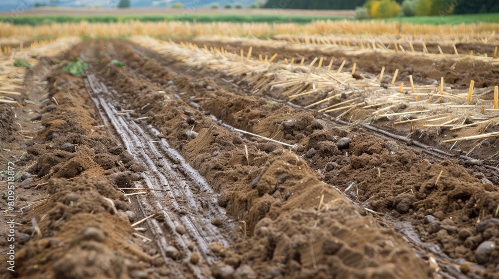 Preparation of soil and straw for seed sowing and vegetable cultivation ...
