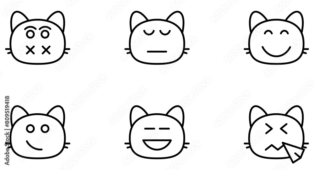 Smiley Face Emoji Cat Smiley Line Icon pictogram symbol visual ...