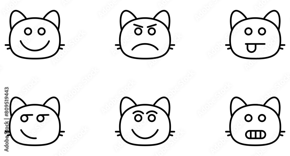 Smiley Face Emoji Cat Smiley Line Icon pictogram symbol visual ...