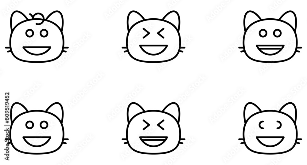 Smiley Face Emoji Cat Smiley Line Icon pictogram symbol visual ...