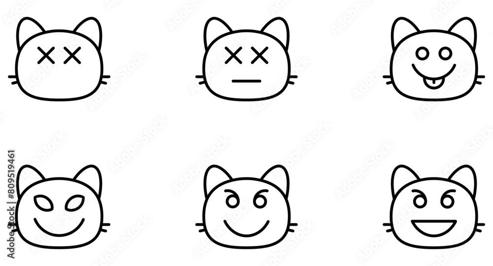 Smiley Face Emoji Cat Smiley Line Icon pictogram symbol visual ...