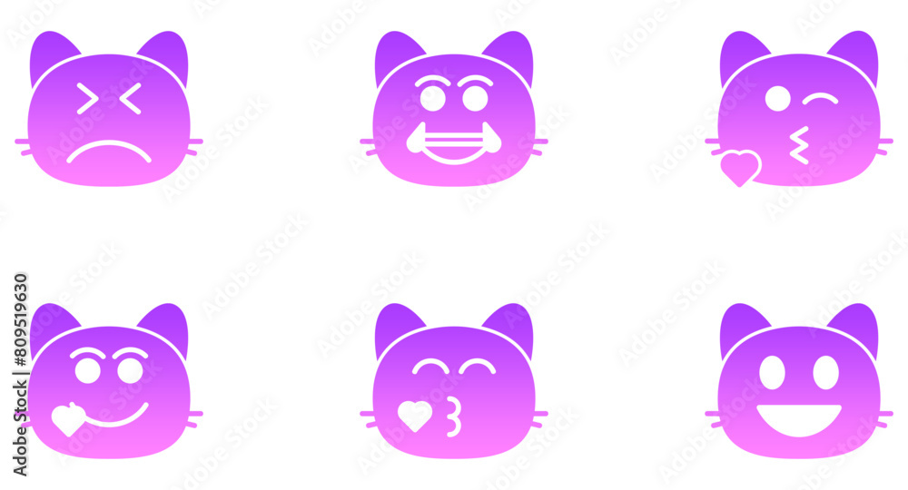 Cat Smiley Glyph Icon Smiley Face Emoji pictogram symbol visual ...