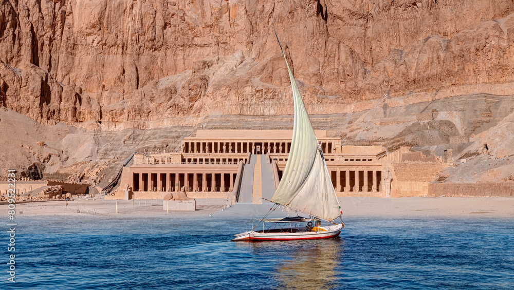 Beautiful Nile scenery with traditional Felluca sailing boat in the ...