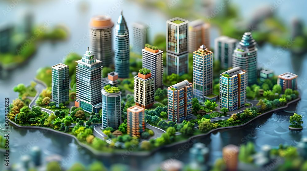 3D Flat icon as Urban Planner Designing Sustainable Cities concept as ...